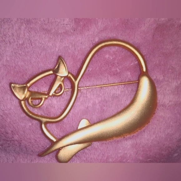Jewelry | Gold Cat Outline Brooch | Poshmark